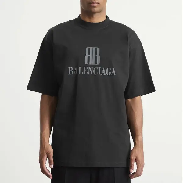 Balenciaga Nano Bb Logo Dry Jersey Fit T-Shirt - Faded Black